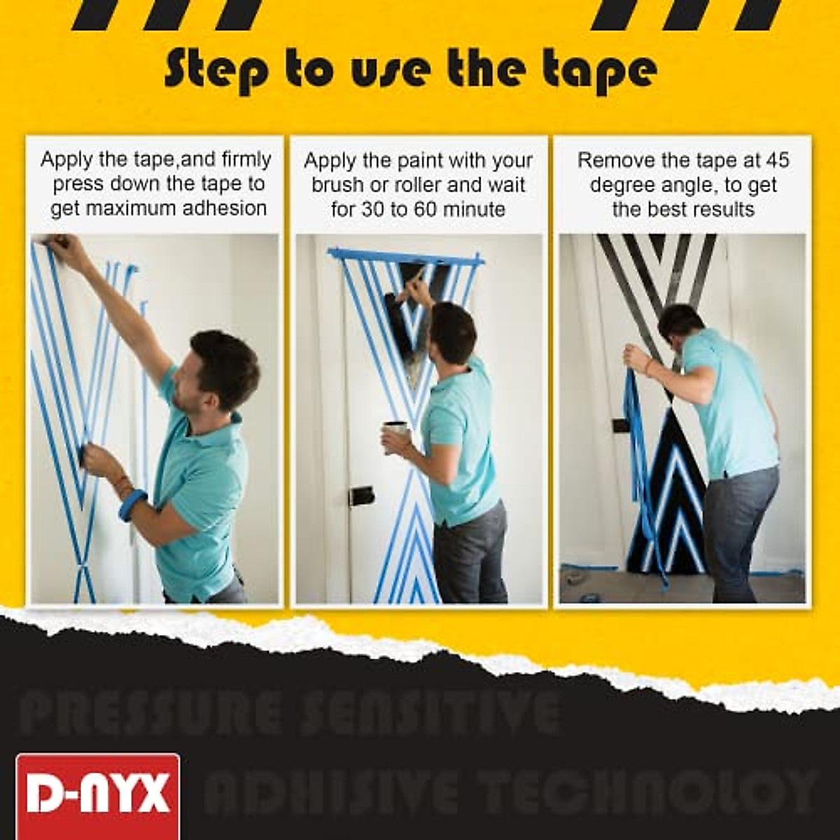 D-NYX 6 Pack Professional Painters Tape 2 inch x 60 Yards | Sharp Edge Line Technology | Residue-Free Multi-Surface Blue Painter Tape | Paper Masking Paint Tape for Wall Art Renovation, Marking