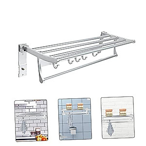 Homoyoyo 1 Set Towel Rack Wall Mounted Shelves Wall Towel Rack Wall Hanging Shelves Bath Towel Rack Shower Organizer Cosmetic Holder Aluminum Silver Toilet Towel Rack Bathroom Towel Holder