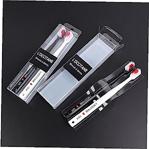 TOSSPER 2pcs/Set Couple Toothbrush, Black White Color Simple Adult Soft Hair Heart-Shaped Pattern Toothbrush for Outdoot Travle