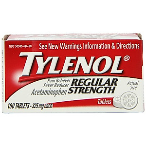 Tylenol Regular Strength Tablets, 100 Count (Pack of 2)