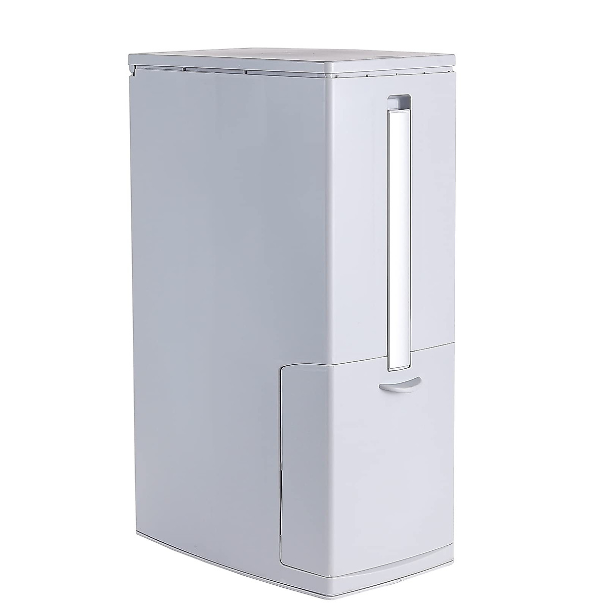 Cq acrylic 8 Liter Slim Plastic Trash Can 2.1 Gallon Small Narrow Garbage Can with Press Top Lid,Trash can with Toilet Brush Holder,Rectangular Modern Waste Can for Bathroom Grey
