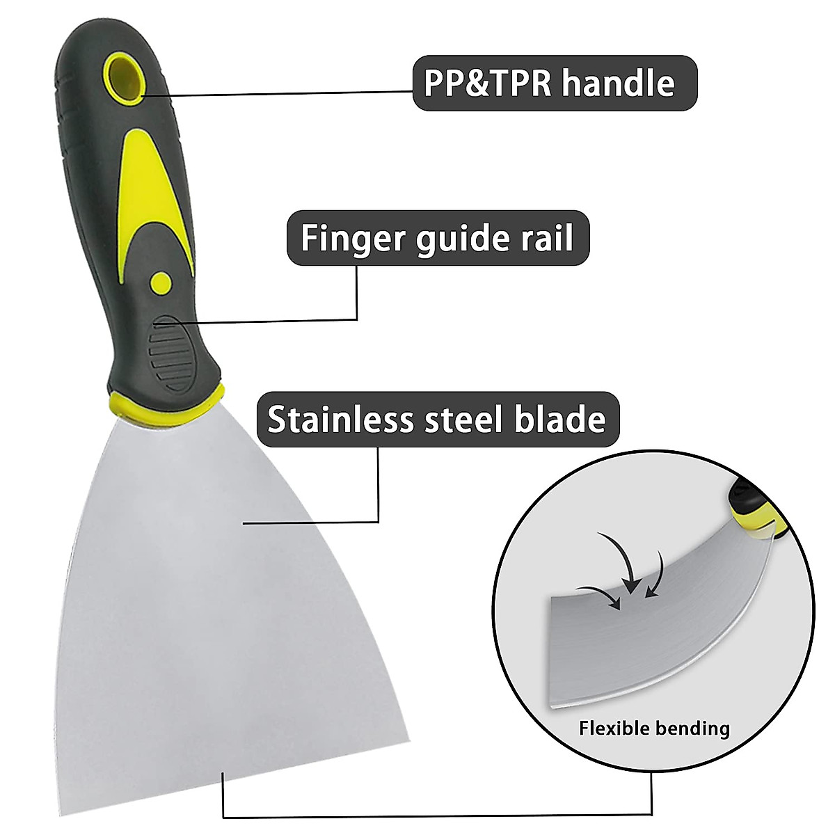 Pack of 4 Putty Knife Set, 2,3,4,5 inch Wide Spackle Putty Knives Metal Scrapers Putty Scrapers for Drywall, Putty, Decals, Wallpaper, Baking, Patching and Painting