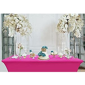 Utopia Kitchen Spandex Tablecloth 2 Pack [6FT, Fuchsia] Tight, Fitted, Washable and Wrinkle Resistant Stretch Rectangular Patio Table Cover for Event, Wedding, Banquet & Parties [72Lx30Wx30H Inch]