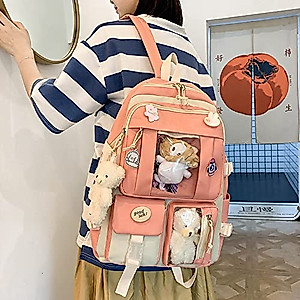 Rcuyyl Kawaii Backpack Backpack Kawaii Pendants and Pins Accessories 5Pcs Set Cute Kawaii Rucksack for School Bag Cute Aesthetic Backpack 17in Travel Rucksack School Bag (Purple2)
