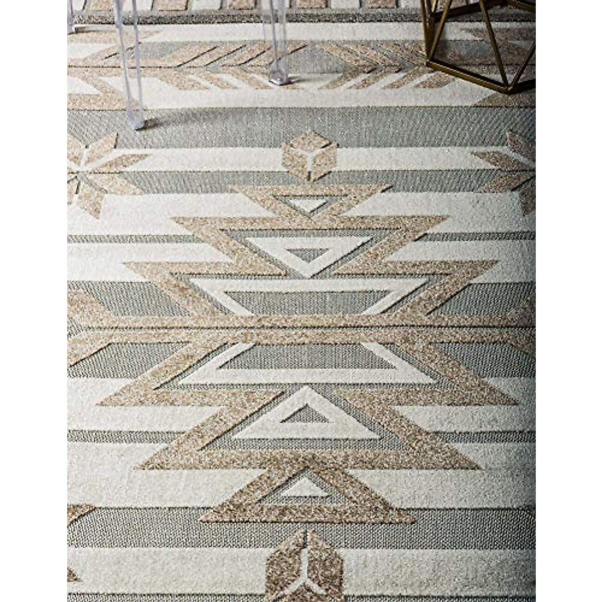 Unique Loom Outdoor Modern Collection Area Rug - Albuquerque (5' x 8' Rectangle, Beige/ Brown)
