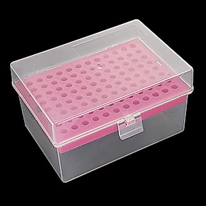 uxcell Pipette Tips Box 96-Well Polypropylene Tip Holder Container for 200ul Pipettor 5mm Hole Diameter Red