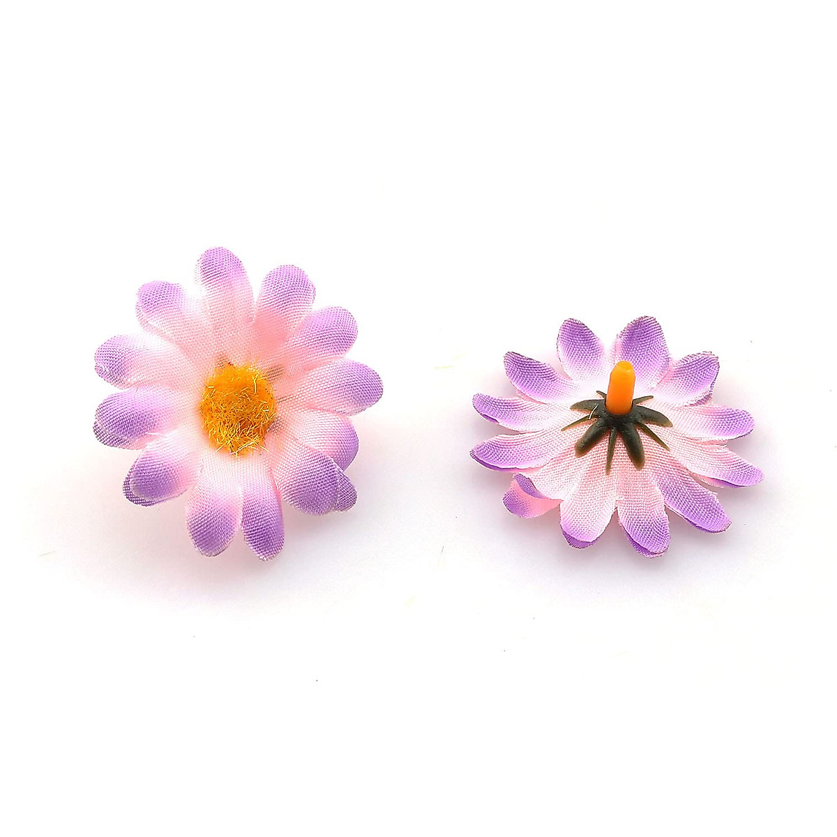 RLECS 100PCS 40mm Artificial Daisy Purple Silk Daisy Gerbera Flowers Head Sunflower for Party, Wedding, Art Hall, Office, Shop, Home, Garden Decoration