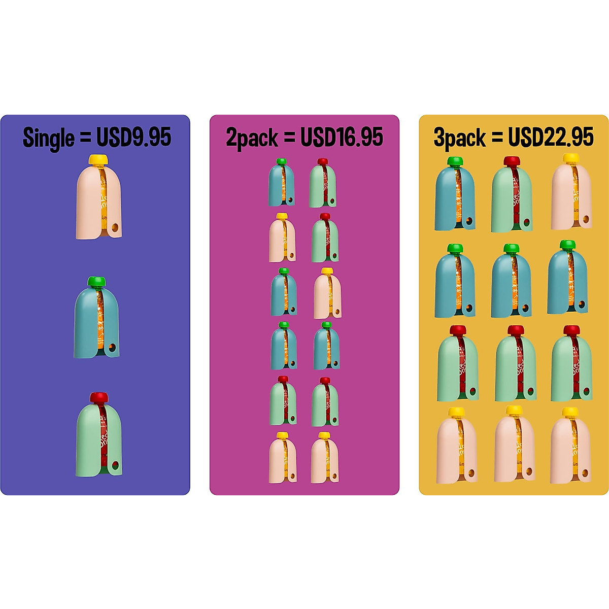 HÅLLIS The Swedish Squeeze Pouch Holder - The Baby Product You Didn't Know You were Missing - Enjoy a Snack on The go - No More Messy Clean-ups - Fits Most Squeeze Pouches - Twin & Tripple Pack Also