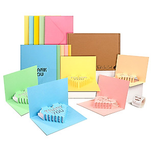 FUHOSENG 50 Pack Pop Up Thank You Cards, 4x6 Love 3D Greeting Card With Envelopes and Stickers For Small Business, Baby Showers, Wedding, Graduation, Birthdays, Mothers Day, Fathers Day, Thanksgiving
