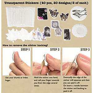 Knaid 200 Pieces Vintage Ephemera Bundle Junk Journal Kit Scrapbook Supplies Paper Sticker Material Pack for Art Journaling Bullet Journals Planners Collage Decoupage Crafter Gifts (Black & Blue)