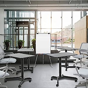 AVLT 44" Ambidextrous Pneumatic Laptop Standing Desk Cart (3 ft 8 in) - Mobile Rolling Desk - Computer Projector Cart - Rolling Height Adjustable Folding Desk - Mobile Black Cart with Brake Casters
