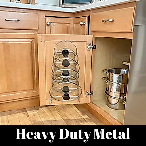 Evelots Lid Organizer Pots and Pans/Pot Lid Organizer/Pan Cover Organizer/6-Lid Holder for Pots/Lid Holder for Cabinet/Wall