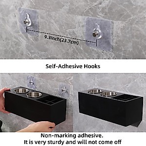 RAIKEDR Hair Dryer Countertop Holder, Hair Tool Organizer Wall Mount, Blow Dryer Holder Cabinet Door Organizer, Bathroom Countertop Blow Dryer Holder and Curling Iron Holder (Cedar Wood, Black)