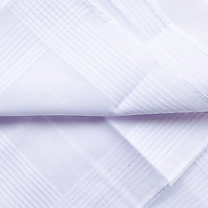 MemoryHanky 100% Cotton Mens Handkerchiefs White Woven Fashion Stripes