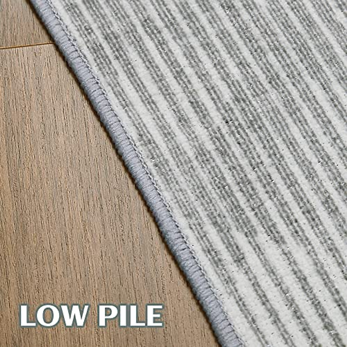 RUGSREAL Large Modern Geometric Thin Flat Area Rug Machine Washable Area Rug Low Pile Contemporary Carpet Non Slip Area Rug for Living Room Bedroom Home Office, 8' x 10' Grey