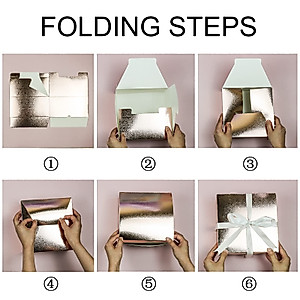 10 Pack Gift Boxes Rose Gold 8x8x4 Inches, Bridesmaid Proposal Gift Box Set with Ribbon，Paper Gift Box with Lids for Wedding Present, Cupcake Boxes, Birthday Party Favor, Engagements and Christmas