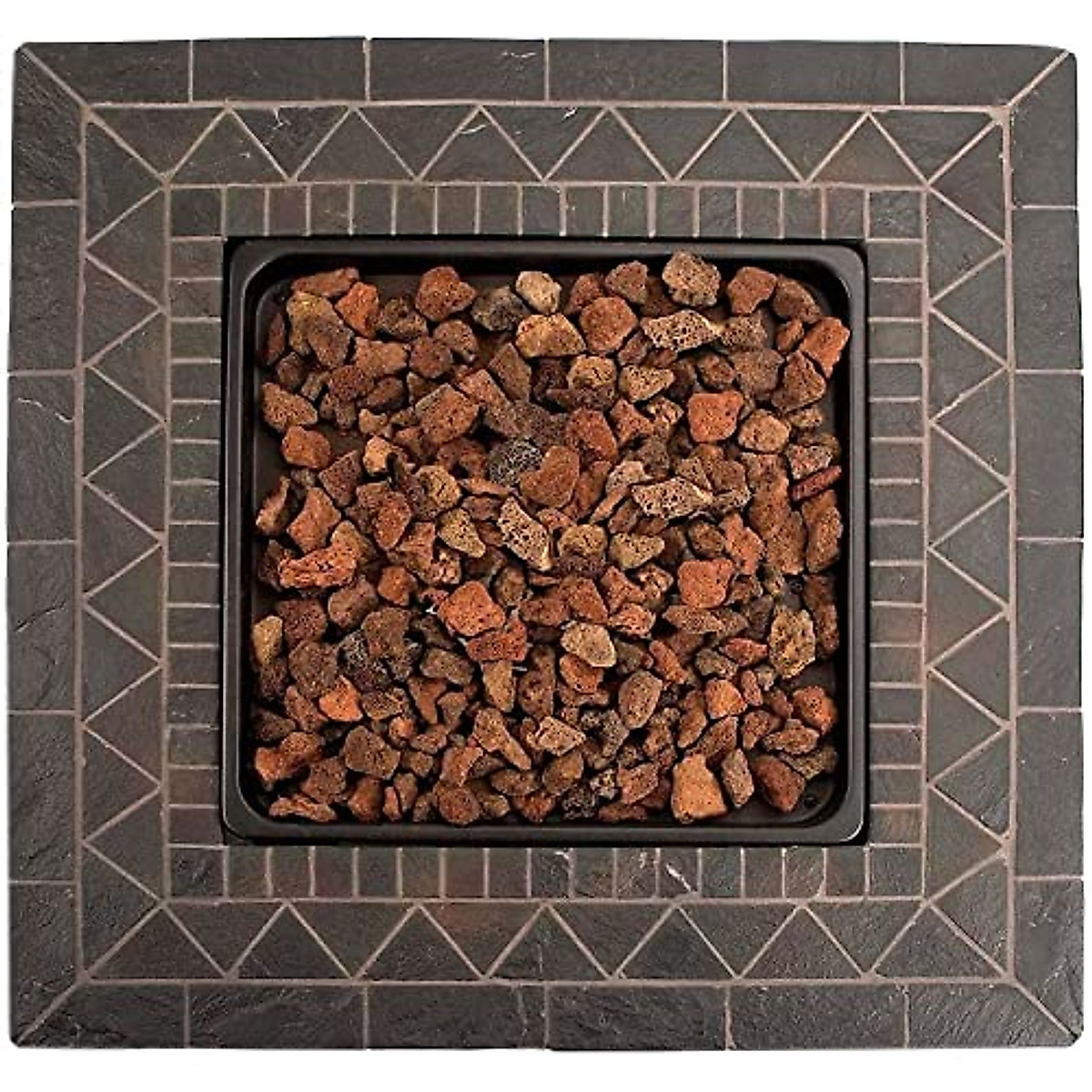 Endless Summer 30 Inch 30,000 BTU LP Gas Outdoor Propane Gas Lava Rock Patio Space Fire Pit Table with Slate Tile Mantel, Brown