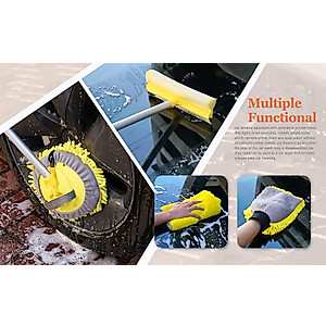 KeFanta 60" Brush with Long Handle Wash Mop Washing Mitt Sponge Squeegee Microfiber Towels Accessories Kit for floor Boat cleaning