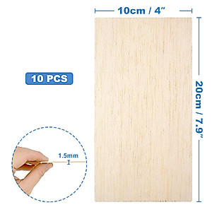 10 Pack Balsa Wood Sheets, Natural Unfinished Wood for House Aircraft Ship Boat DIY Wooden Plate Model, School Projects, Craft Project 100x200x1.5mm