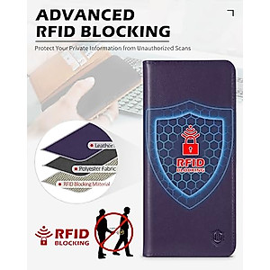 SHIELDON Wallet Case for Galaxy S23 5G 2023, Genuine Leather Folding Wallet Case with Kickstand RFID Blocking Card Slots Magnetic Shockproof Phone Cover Compatible with Galaxy S23 6.1" - Purple