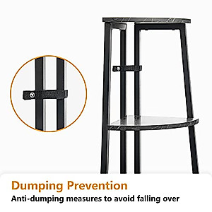 CubiCubi Corner Shelf Stand, Corner Shelves, Industrial Ladder Shelf for Small Space, Metal Corner Book Shelf with Two Hooks,Black Marble