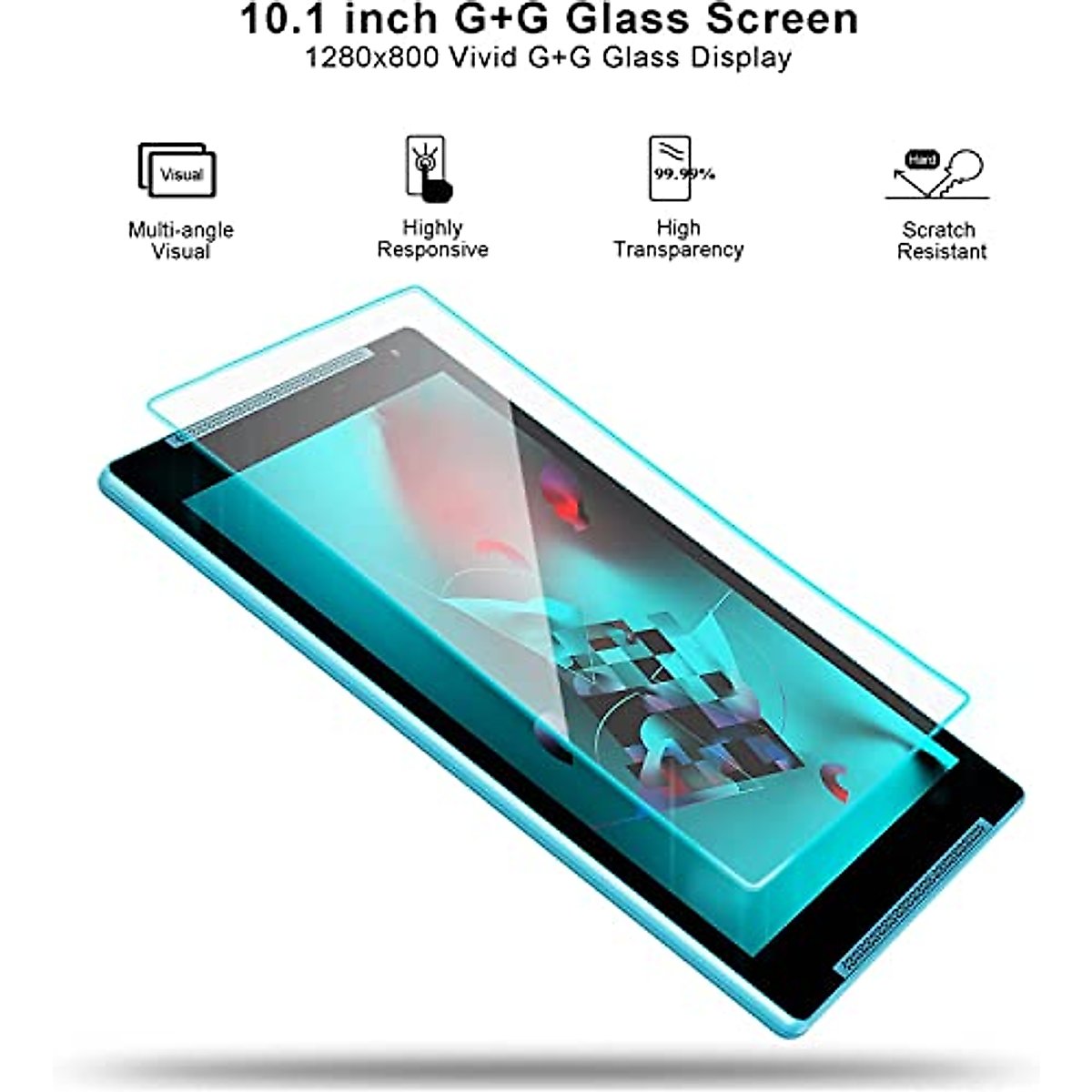 TJD 10.1 inch Tablet,Android Tablets,2GB RAM 32GB ROM, Quad Core Processor, HD IPS Screen, 2.0MP Front+5.0MP Rear Camera,Google Tablet, Wi-Fi, Bluetooth, MT-1011QU, Blue