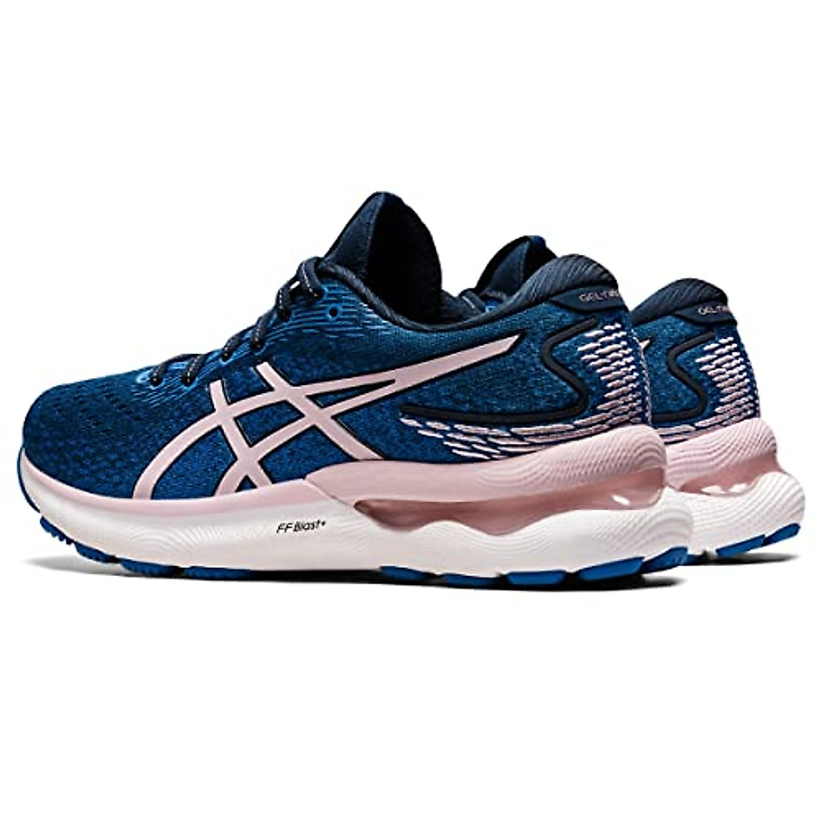 ASICS Women's Gel-Nimbus 24 Running Shoes, 9.5, French Blue/Barely Rose