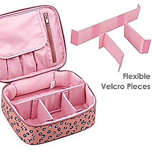 Narwey Travel Makeup Bag Large Cosmetic Bag Makeup Case Organizer for Women (Leopard)