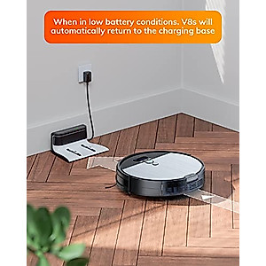 ILIFE V8s Robot Vacuum and Mop Combo, Big 750ml Dustbin, Enhanced Suction Inlet, Zigzag Cleaning Path, LCD Display, Schedule, Self-Charging Robot Vacuum Cleaner, Ideal for Hard Floor and Pet Hair.