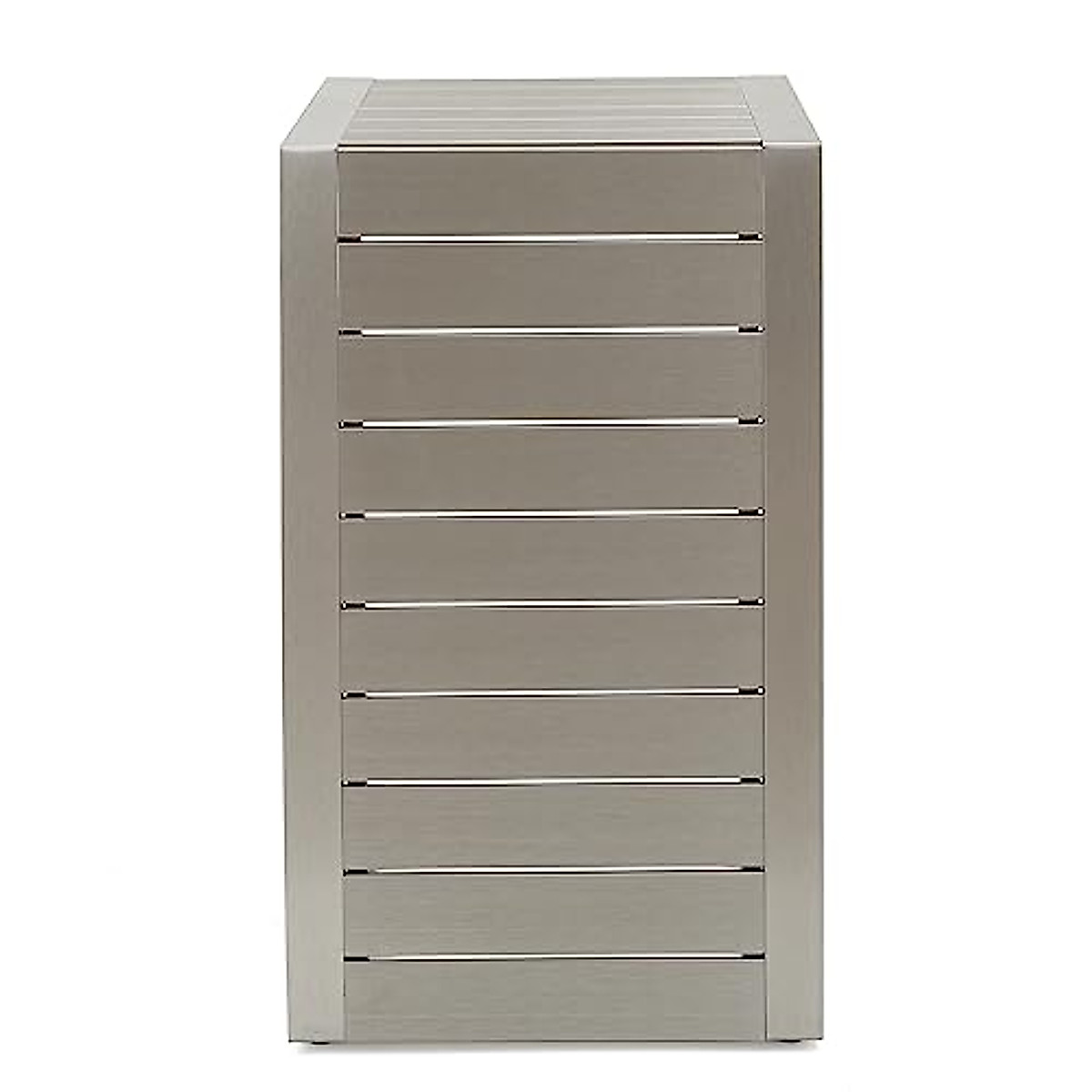 Christopher Knight Home Cape Coral Outdoor Aluminum Club Chairs with Side Table, Khaki / Silver