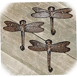 New 12 Cast Iron Dragonfly Towel Hanger Coat Hat Hooks, Key Rack Garden Hook Timeless Elegant Decorative Indoor/Outdoor Cast Iron Decor XLIM0S01168