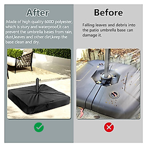 Rileytee Patio Umbrella Base Cover,Outdoor Heavy Duty 600D Waterproof Anti-UV Square Umbrella Stand Base Cover,Black,Cover Only (25"L x 25"W x 7"H)