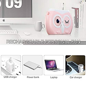 Ysmlife Handheld Mini Fan, Eyelash Extension Fan, Battery Powered Portable Fan, Rechargeable Personal Fan, Small Neck Fan with Lanyard USB Charging Cable for Travel Desk Lash Face Neck(Pink)