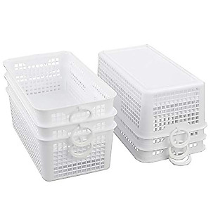 Eagrye 6-Pack Small Plastic Storage Bins, White