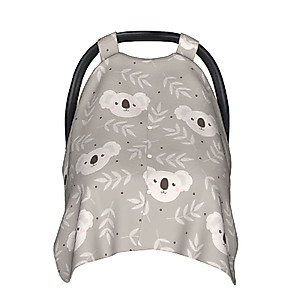 Rutiea Seamless Pattern with Cute Koala Car Seat Cover for Babies, Peekaboo Opening Minky Carseat Canopy Stroller Cover for Newborn, Mom Nursing Breastfeeding Covers, Blanket for Infant Toddler
