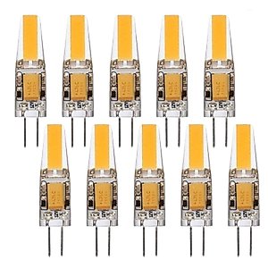 Lxcom Lighting G4 LED Bulb 12V Bi-Pin Base 1.5W LED COB Light Bulbs (10 Pack) 10W Halogen Replacement Warm White 3000K T3 G4 Base No Flicker for Under Cabinet Puck Light Landscape