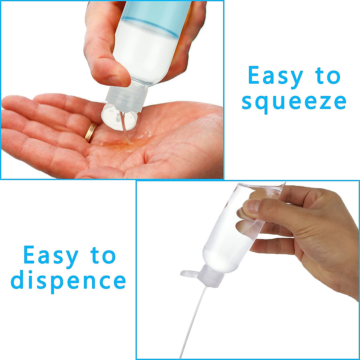 Acrux7 50 Pack 4 oz Plastic Squeeze Bottles with Flip Caps, Clear Refillable Lotion Bottles, Leak Proof Squirt Bottles, Empty Travel Squeeze Bottles for Lotions, Toiletries, Shampoo, Liquid, Creams