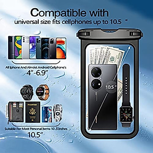 HIGHGO 10.5" Large IPX8 Waterproof Phone Pouch, IPX8 Underwater Case Cell Phone Dry Bag for iPhone 13 Pro Max/12/11/XR/X/8,Galaxy S22/S21,Perfect for Boating Swimming Snorkeling Kayakin Black