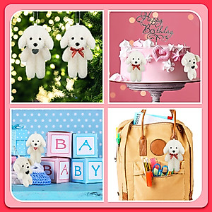 Civaner 24 Pcs Valentine's Day Mini Plush Stuffed Animal Toys Tiny Pendant dog Bear Doll for DIY Keychain Birthday Wedding Xmas Decorations Party Favor Backpack Handbag Accessory (Dog with Heart)