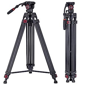 Avella VH501 Video Tripod System,72 inch Professional Heavy Duty Aluminum Tripod, with Detachable Fluid Drag Pan Tilt Head Max Loading 13.2 LB, for Canon Nikon Sony Olympus Panasonic DSLR Camcorder