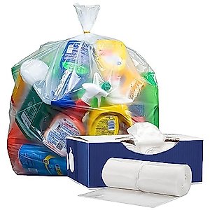 Plasticplace 55-60 gallon Trash Bags │ 1.5 Mil │ Clear Heavy Duty Garbage Can Liners │ 38” x 58” (50Count)