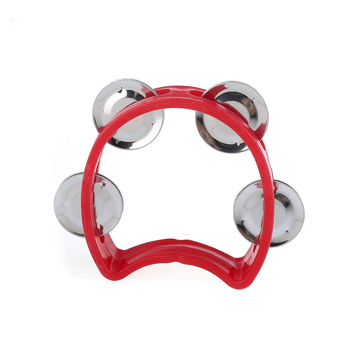 Musiclily Plastic 6 Inch Handheld Half Moon Tambourines Percussion Jingles Musical Instrument, Red/Yellow(Pack of 2)