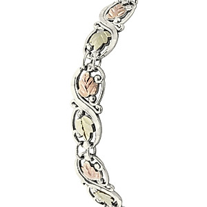 Sterling Silver Diamond-Cut Infinity Bracelet, 12k Green Gold, 12k Rose Black Hills Gold 7.75 Inches