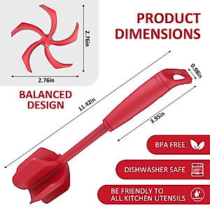 Ourokhome Upgrade Meat Chopper and Potato Masher, Heat Resistant Ground Meat Smasher for Hamburger, 5 Curved Blades Ground Beef Smasher, Nylon Non Stick Mixer, Stirrer and Kitchen Gadgets, Red