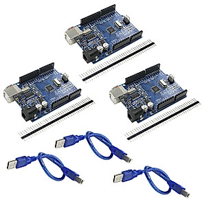 KeeYees 3 Set Microcontroller Development Board for Arduino IDE with USB Cable and 2.54mm Straight Pin Header + 3pcs 40Pin 20cm Female Male Jumper Wires
