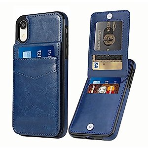 Seabaras iPhone XR Wallet Case with Credit Card Holder for Women Men PU Leather Wallet Case for iPhone XR Case 6.1 inch (Blue)