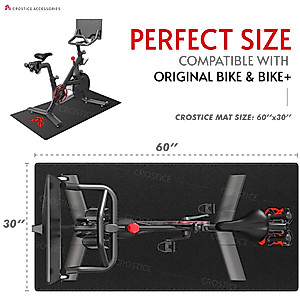 Crostice, Crostice, Crostice Bike Trainer Mat Compatible with Peloton Bike, for Treadmill & Row, 6mm Under Mat Protect Hardwood Floor Carpet, 30X60 in, Logo Style Trainer Accessory for Indoor Bike