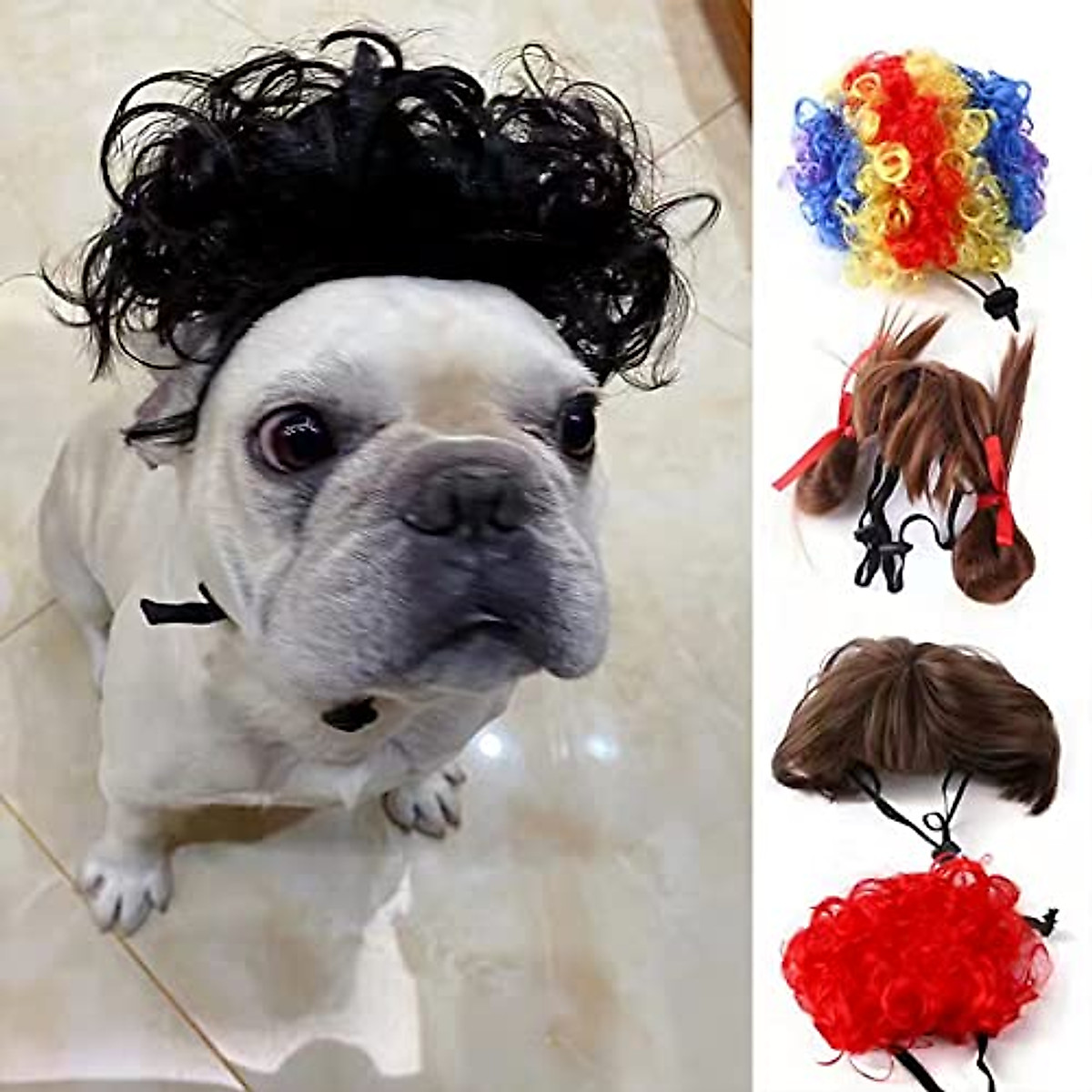 Halloween Funny Pet Wigs for Dogs, Cat Wigs.Dog Birthday, Dog Cosplay, Dog Costumes, Pet Wigs. (Red Explosive Head)