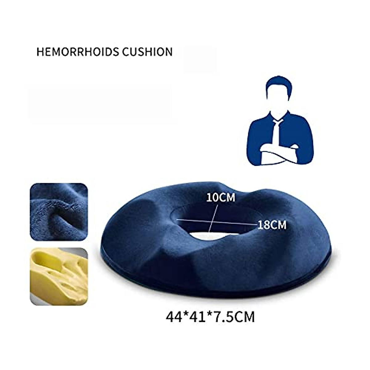 HHWKSJ Seat Cushion for Office Chair – Memory Foam Tailbone Pillow Pad for Sitting, Computer, Desk, Chair, Car– Contoured Posture Corrector for Sciatica, Coccyx Back Pain Relief