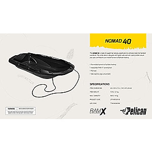 Pelican - Nomad 40 - LFT40PC06 - Multi-Purpose Utility Sled –– Toboggan – Heavy-Duty Polyethylene – High Walls – Safe and Secure (2020 Version), Black, 40 in